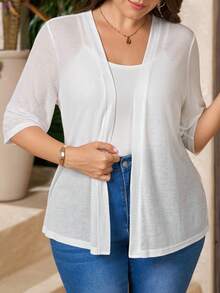 Comfylo Plus Size Women's French Style Versatile Textured Sheer Knit ...