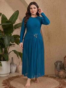 Swim Shayni Plus Size Women 3-Piece Fashion Solid Color Round Neck Back ...
