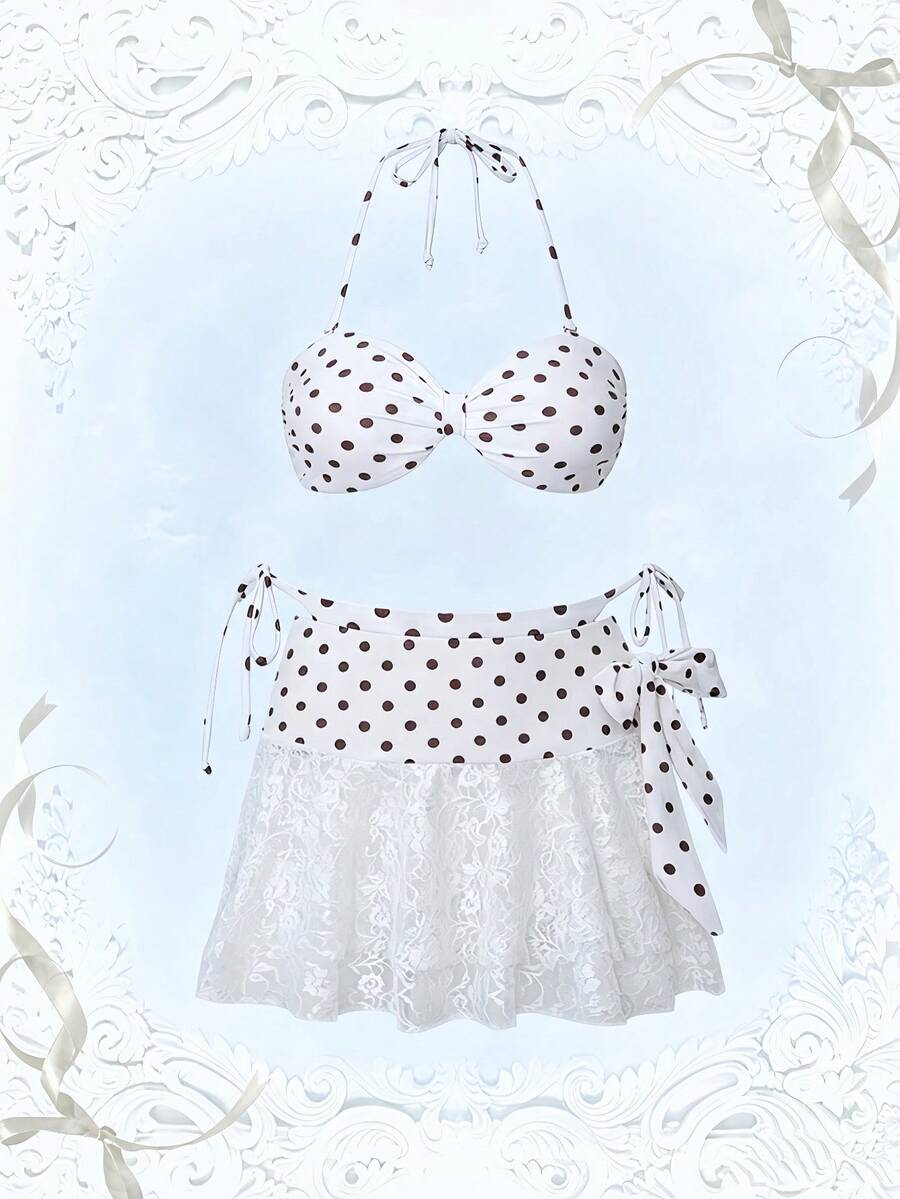 ROMWE Kawaii French Sexy Cute Women's 3-Piece Bikini Set, Black And ...
