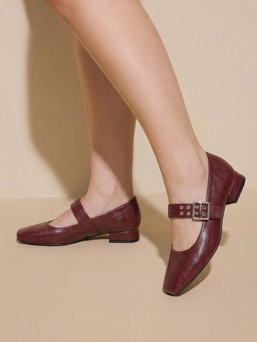 CUCCOO CURVES Women Shoes Women's Square Toe Buckle Design Daily ...
