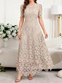 Amorya Women's New Elegant Round Neck Lace Embroidered Luxury Extra ...