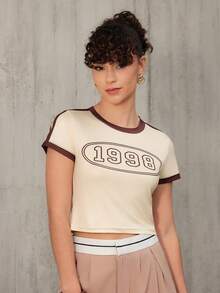 Xuxu's by Gio Women's Numeric Print Round Neck Short Sleeve Casual ...