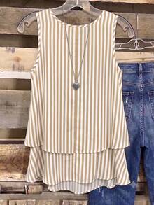 SHEIN Summer Casual Loose Vertical Stripe Double Layer Camisole Tank ...