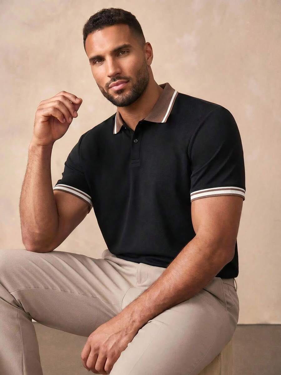 COMVAIL Plus Size Men's Color Block Casual Everyday Wear Short Sleeve ...