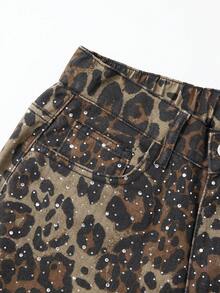 ROMWE MEN Street Life Teen Boy Leopard Print Rhinestone Decor Button ...
