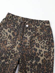 ROMWE MEN Street Life Teen Boy Leopard Print Rhinestone Decor Button ...