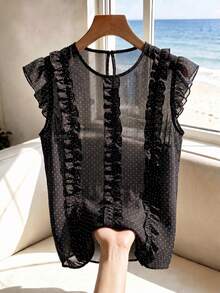 GlowEve CURVE Plus Size Fashion Elegant French Polka Dot Round Neck Cap ...