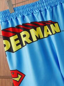 Manfinity SUPERMAN X SHEIN Shorts Casual Masculina com Cintura Elástica ...