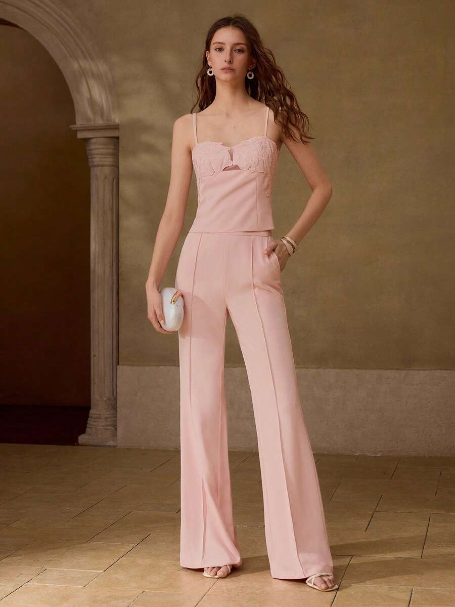MOTF PREMIUM SPRING/SUMMER WOMEN'S CASUAL DATE PINK FLARED LONG PANTS ...