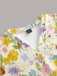 PopScrub Top de Scrub Feminina com Estampa Fofa de Cervo & Floral ...