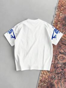 Aesthetic Post Men's Letter Print Contrast Color Casual Crew Neck Short ...