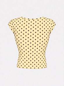 Teen Girls Casual Polka Dot Pattern Cartoon Pattern T-Shirt Suitable ...