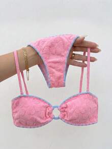 Swim Mod Conjunto de Maiô Bikini Feminino Rosa & Azul Doce Férias ...