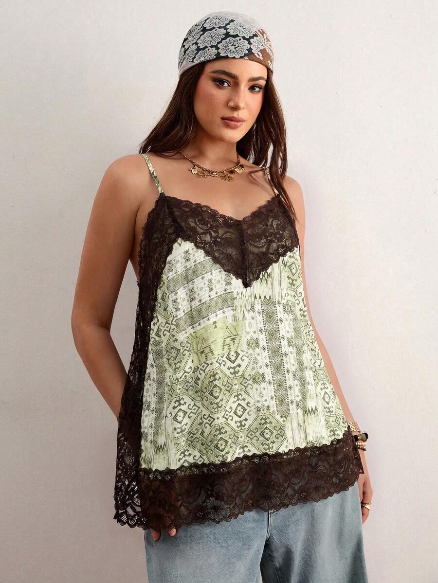 Freevana Plus Size Women's Contrast Lace Pattern Sweetheart Neckline ...
