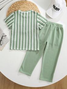 SHEIN 2 Pcs Young Boys Casual Basic Versatile Short Sleeve & Long Pants ...