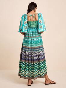 LOTSLUV Women's Spring/Summer Vacation Green Pattern Placement Print ...