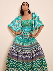 LOTSLUV Women's Spring/Summer Vacation Green Pattern Placement Print ...