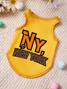 PETSIN 1pc Baseball New York Letter Printed Pet Vest In Yellow ...