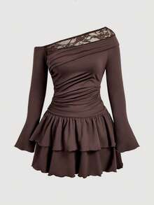 SHEIN MOD Plus Size Summer Asymmetric Neck Flared Sleeve Double Layer ...