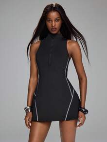 Innovista Women's Sport Tennis Dress 2 Piece Set Zip Front Mesh Back ...