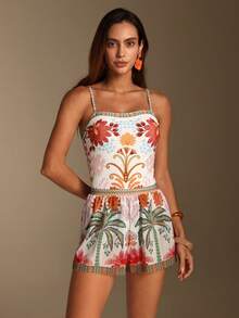 Swim Oasis Women's Floral Print One-Piece Swimsuit And Shorts, Suitable ...