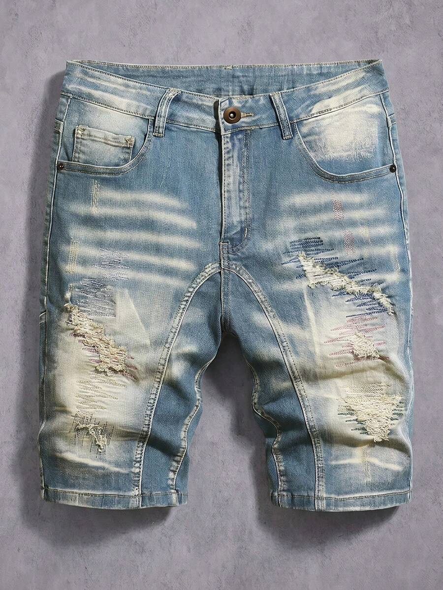 Manfinity Denimwave Men's Plus Size Pocket Distressed Casual Denim ...