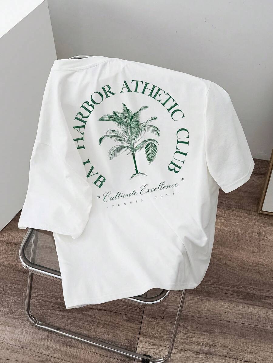 Manfinity Hypemode Dark Green Vacation Style Tropical Forest Leaf Print ...