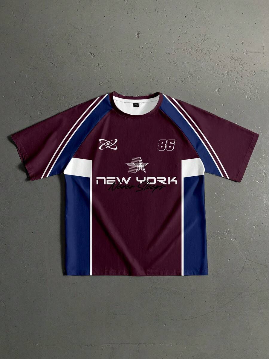 StoneGrade Burgundy Patchwork Football Sports Casual Fashion Men's ...