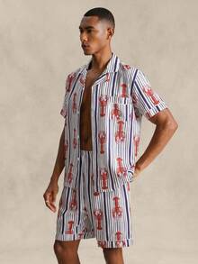 EverLounge Men's Soft Comfortable Short Sleeve Pajama Set With Pants ...