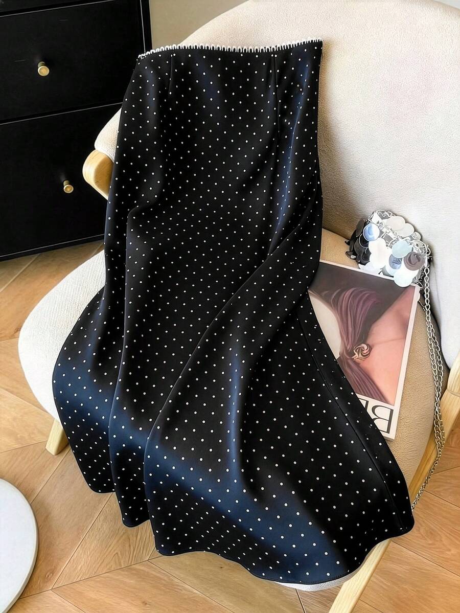 GlowEve CURVE Plus Size Polka Dot Print Patchwork Lace Trim Casual ...