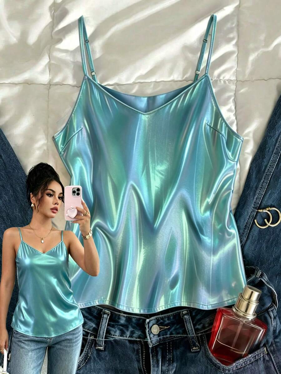 SHEIN Franclia Women's Light Blue Camisole,Summer Y2k Night Out Club ...