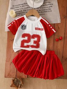 Baby Girl Colorblock Number Print T-Shirt And Bud Skirt Set for Sale ...