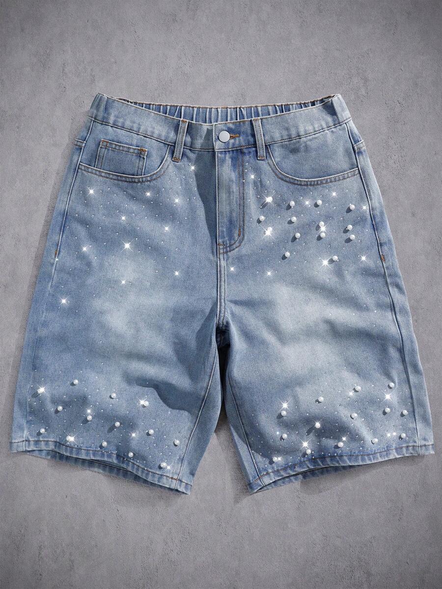 Manfinity Denimwave Men's Young Street Style Rhinestone & Pearl Light ...