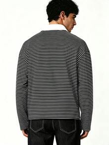 Chillumni Men's Classic Casual Black & White Striped Horse Logo ...