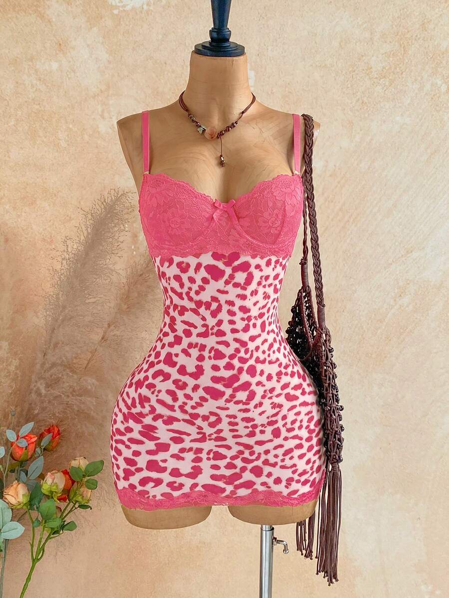 Soleia Vacation Lace Bra Detail Tropical Floral Mesh Bodycon Mini Dress ...