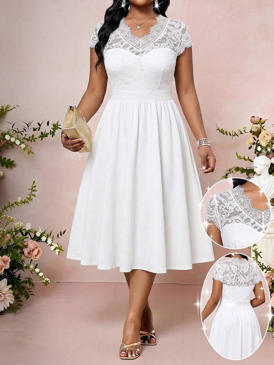 SHEIN Lady Elegant Party Wedding Wedding Guest Dress Curvy Festival ...