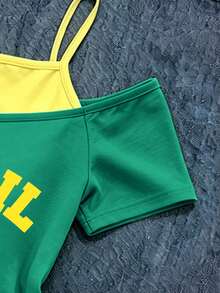 Spring Summer Autumn Tween Girl Creative Personalized Brazil Five-Point ...
