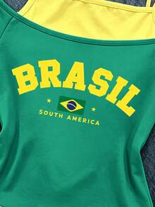 Spring Summer Autumn Tween Girl Creative Personalized Brazil Five-Point ...