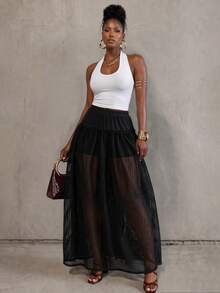BamGlimmer New Summer Women's Oversized Black Knit Patchwork Hollow-Out ...