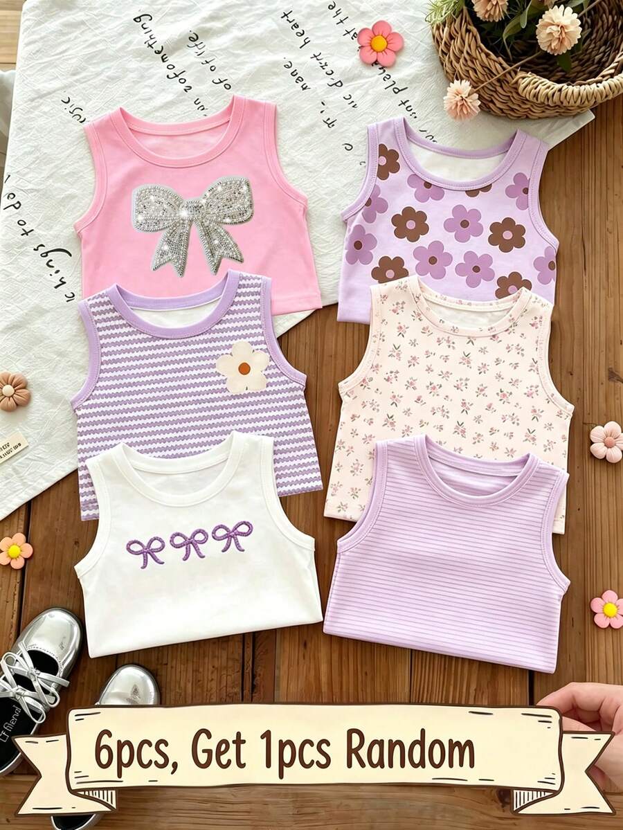 SHEIN (Random 6 Pieces,Send 1 Piece)Fresh High-End Toddler Girls Purple ...