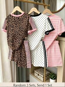 (Random 3 Sets,Send 1 Set) Girls Little Pony Pink Striped Leopard Print ...