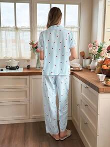 Snug Reverie 2pcs Blue Striped Bubble Crinkle Heart Lace Cuff Short ...