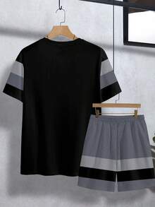 Manfinity Homme Parisian Style Color Block Striped Gradient Men's T ...