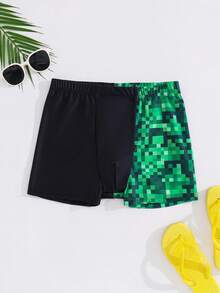 SHEIN Teen Boys' Casual Sports Geometric Gradient Print Tight Swim ...