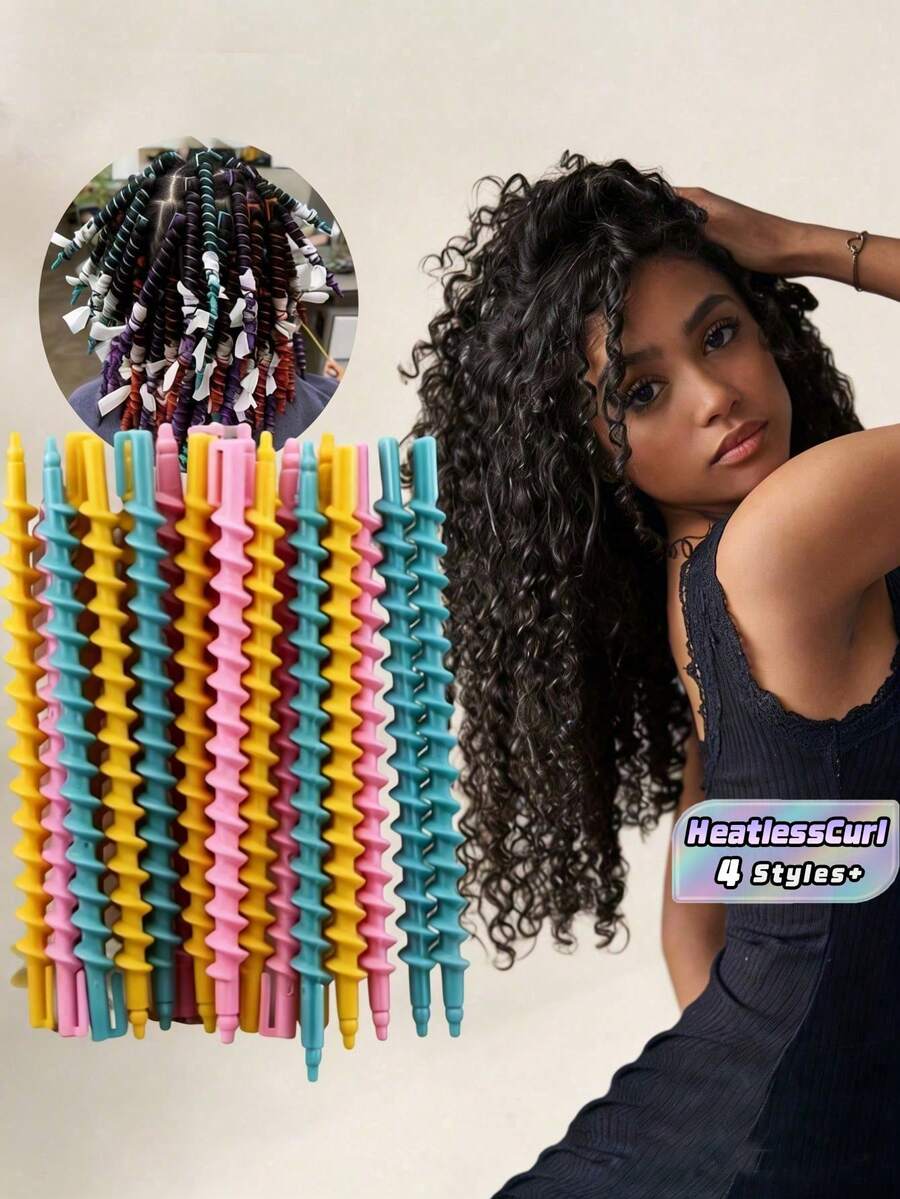 20/40pcs Random Color Long Curling Hair Rollers, Hair Curlers, Spiral ...