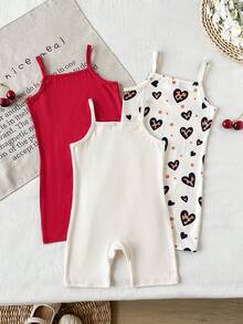 SHEIN Baby Girls Summer Sweet Lady Knit Camisole Slim Fit Romper for ...
