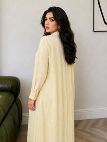 Solavon Plus Size Women Solid Color Single Button Long Top And Pants ...