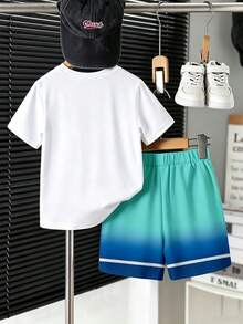 Young Boys 2-Piece Set Fashion Letter Lightning Bear Print Crew Neck ...