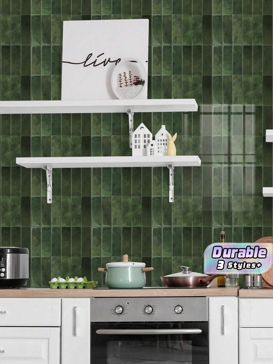 1/12/36pcs Green Subway Peel And Stick Tile Stickers – Waterproof Self ...