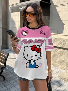 HELLO KITTY AND FRIENDS | SHEIN Plus Size Women's Cartoon Print Round ...